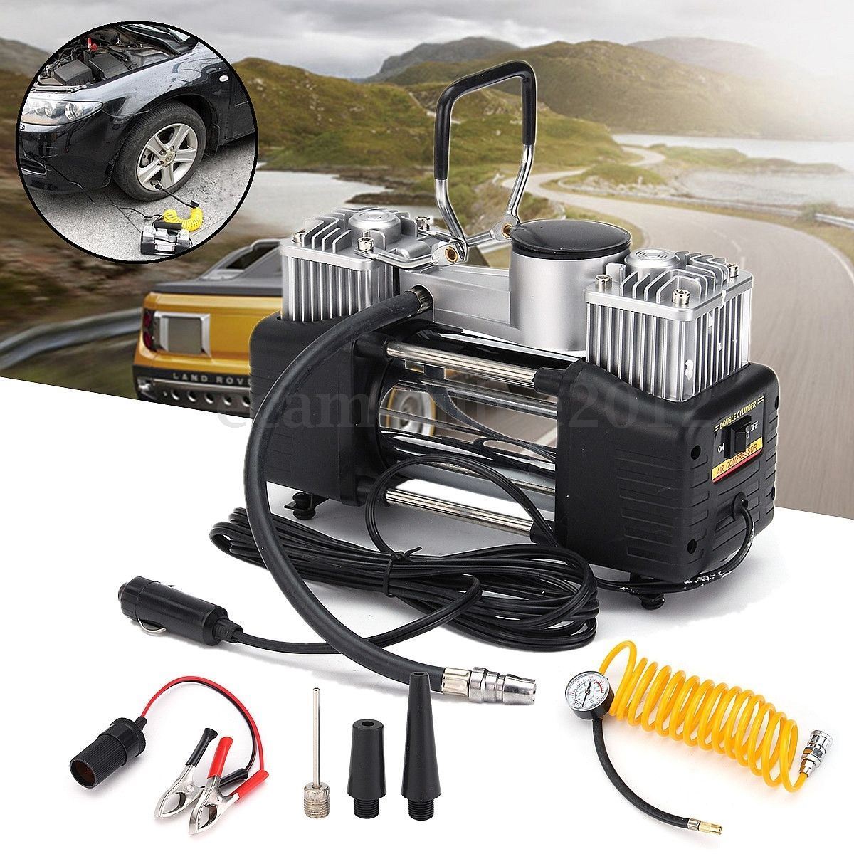 12v 150PSI Air Compressor Double cylinder Heavy Duty for Car/ Van/4x4 ...