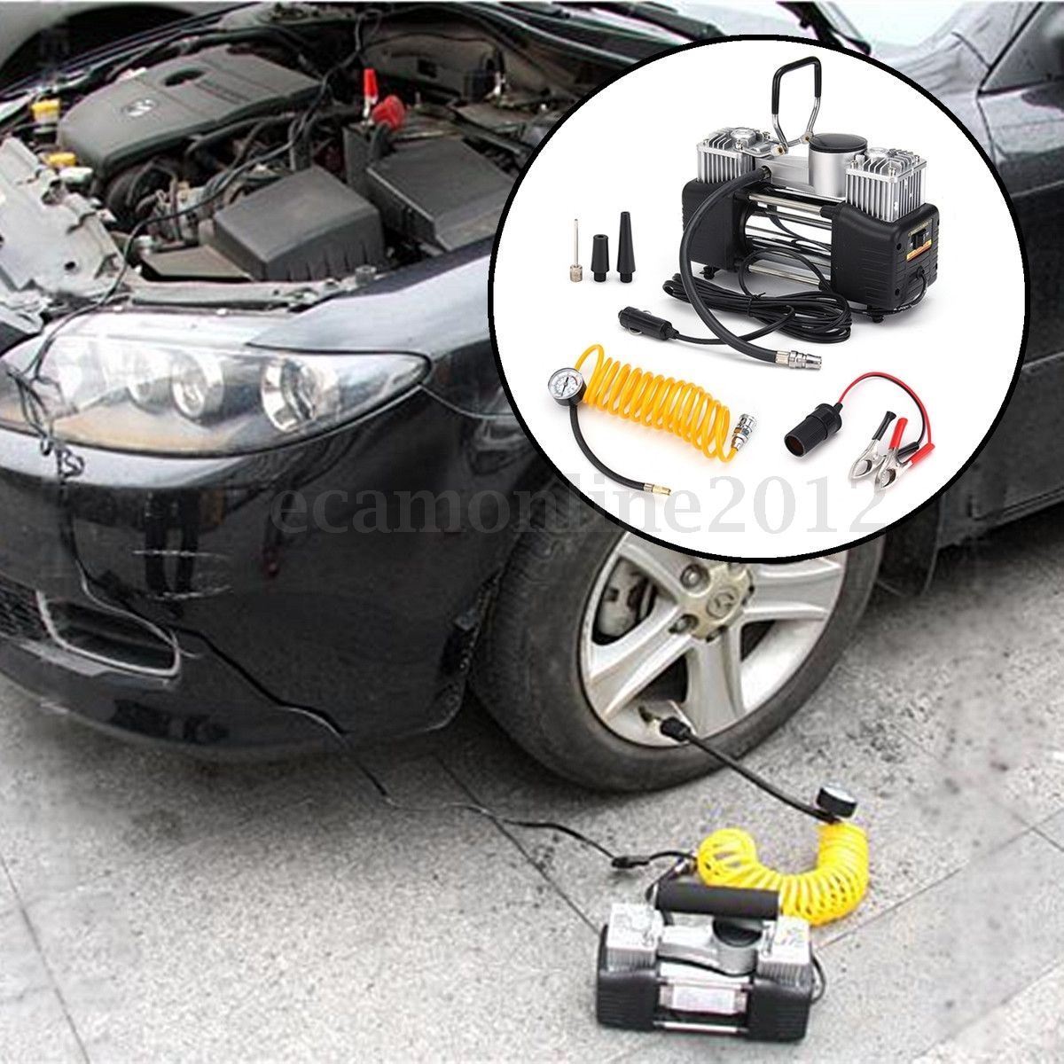 12v 150PSI Air Compressor Double cylinder Heavy Duty for Car/ Van/4x4 ...