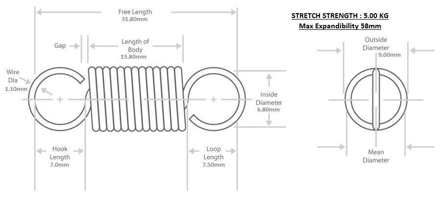 Metal Dual Hook Tension Spring, Replacement Springs for the Detachable ...